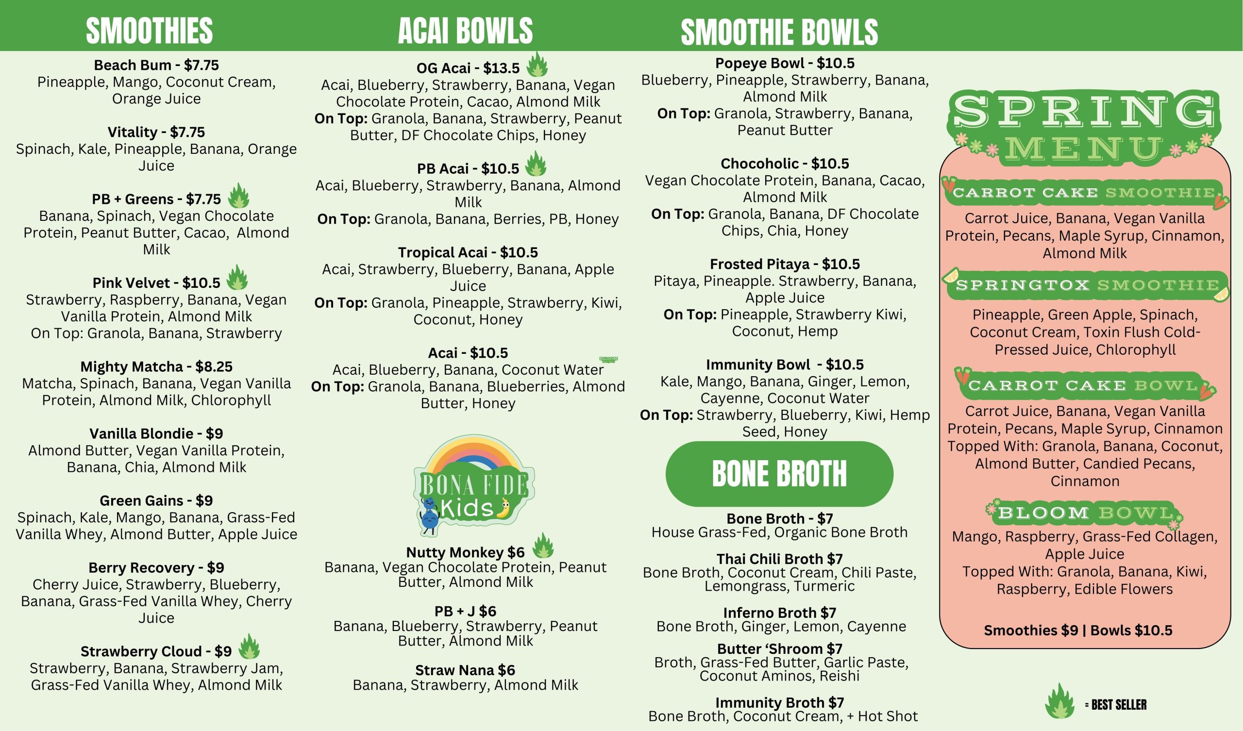 Menu - Bona Fide Juicery